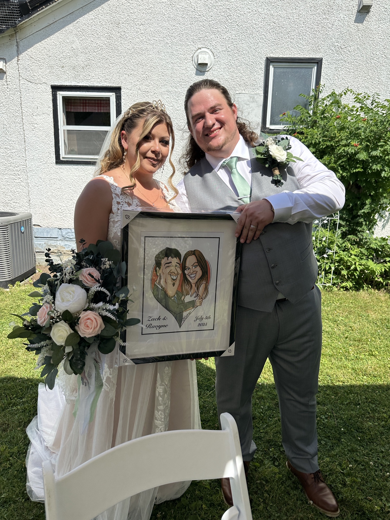 Caricaturing Ravyne and Zack’s Backyard Wedding in Dunnville Ontario ...